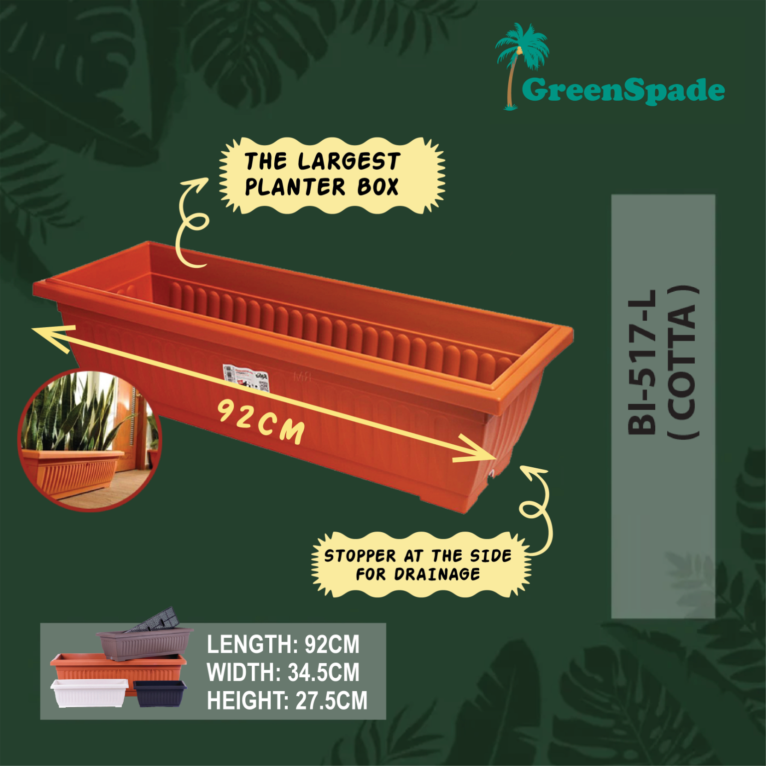 BABA 507-L Planter Box (Cotta) - Greenspade