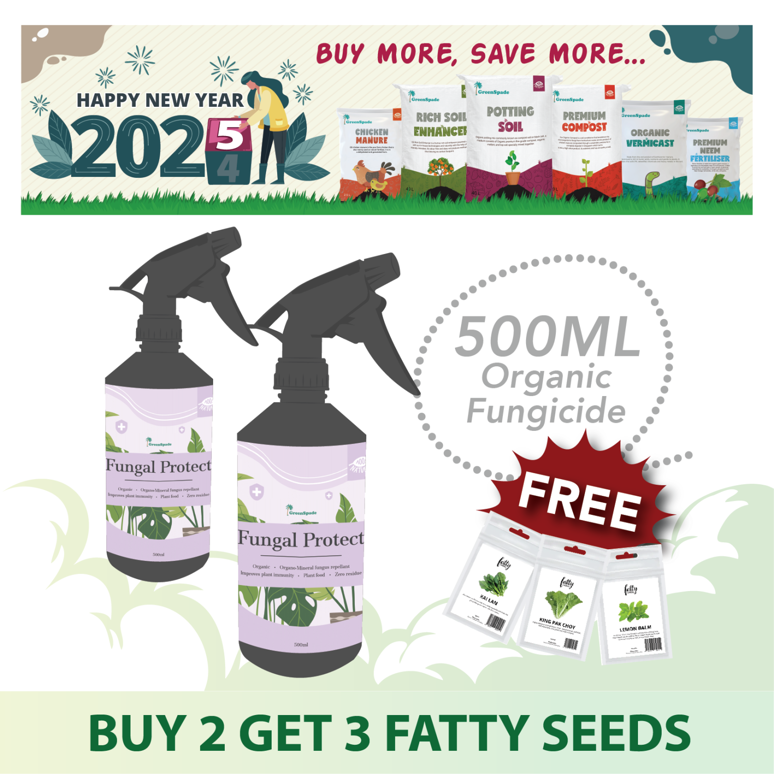 [Hot Bundle Sales] 2 Fungal Protect (RTU) 500ml (FREE 3 SEEDS) - Greenspade