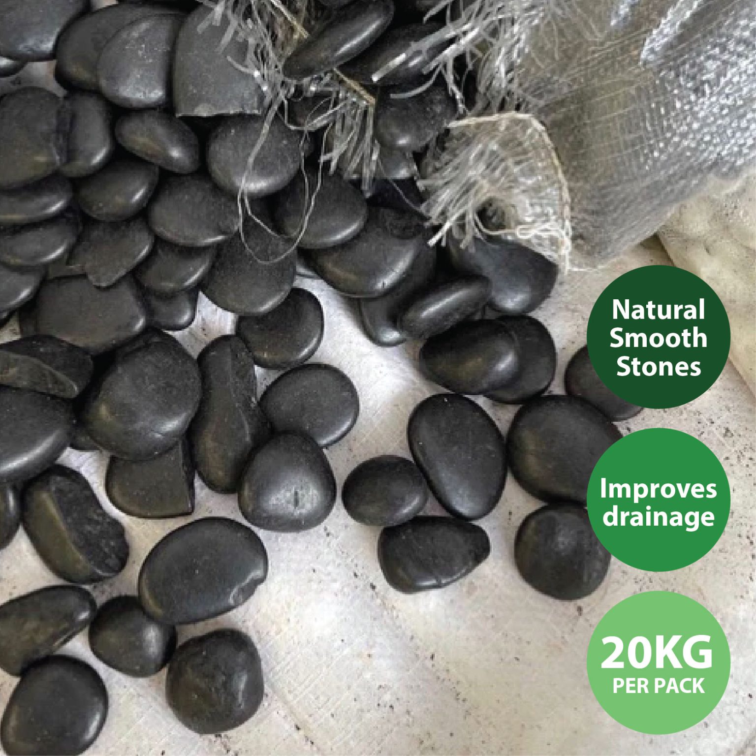 Pebbles & Stones for Gardening (Natural Black) - 20~30mm | 30~50mm ...